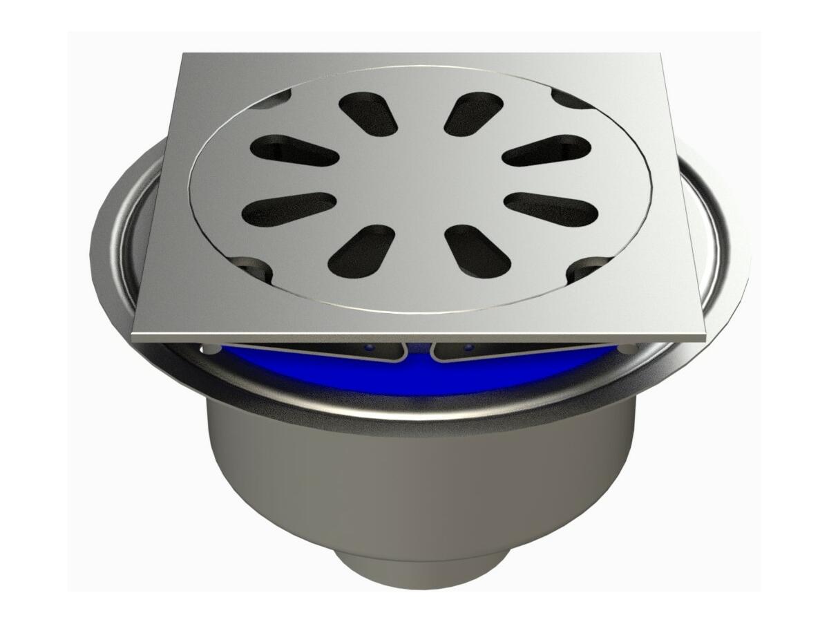 Floor drain trap 247x247 with a vertical outlet 100 mm