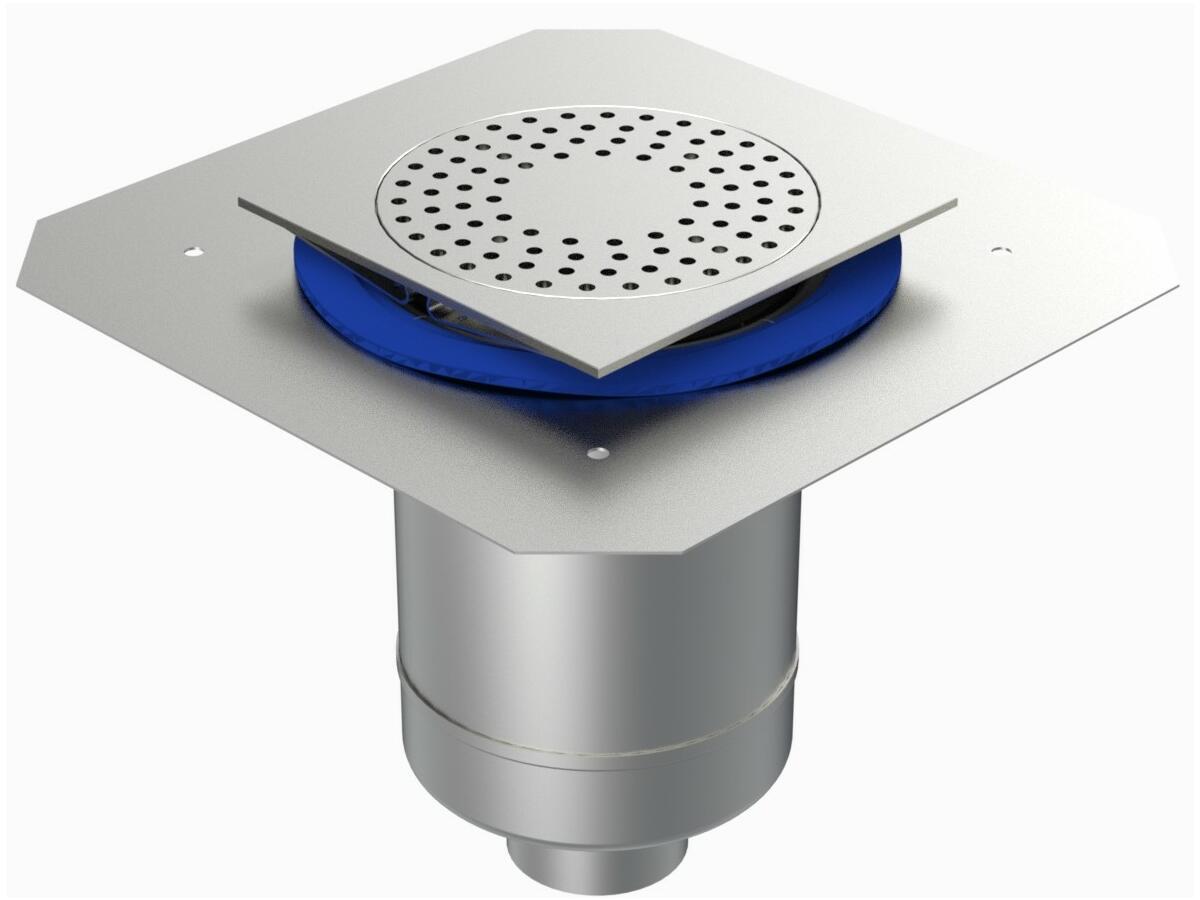 Floor drain trap 247x247 with a vertical outlet 100 mm