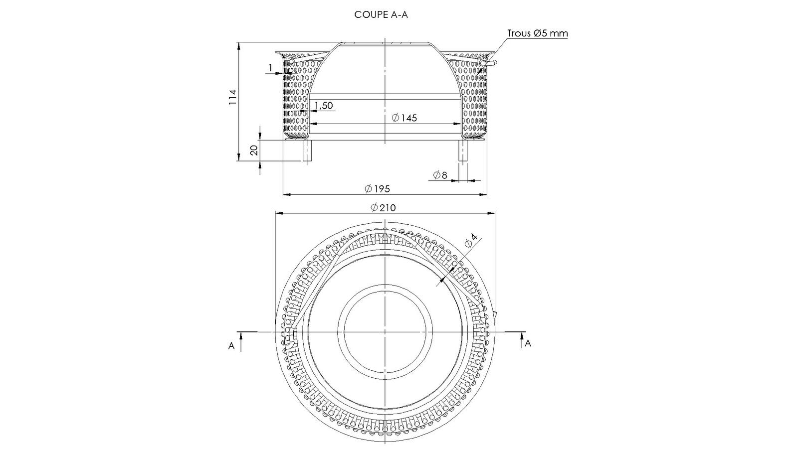 Panier cloche de filtration des déchets